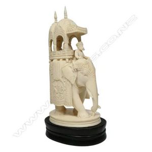 Carved Indian Ivory Elephant with Ceremonial Caparison and Howdah ...