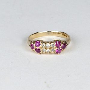 18ct Gold Diamond & Faux Ruby Ring by A. Kohn - Rings - Jewellery