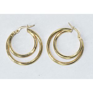 9ct Double Hoop Earrings in Yellow Gold - Earrings - Jewellery