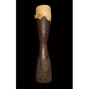 New Guinea tribal artefacts, drums - price guide and values