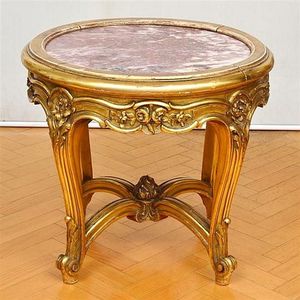 Gilt Wood Side Table with Marble Inset Top - Tables - Side and Serving ...