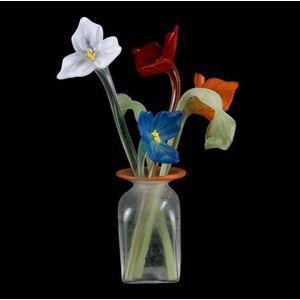 1996 Colin Heaney Signed Art Glass Vase with Flowers - Australian ...