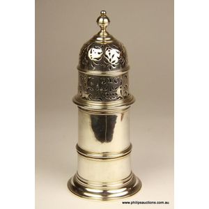 Queen Anne Silver Caster with Pierced Foliate Design - Condiment ...