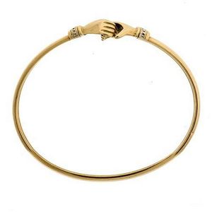9ct Gold Claddagh Bangle with 2 Diamonds - Bracelets/Bangles - Jewellery