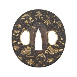 Gilt Flower Tsuba: Japanese 20th Century Design - Zother - Oriental