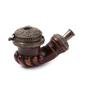 Victorian Sterling Silver Mounted Carved Wooden Pipe - Smoking ...