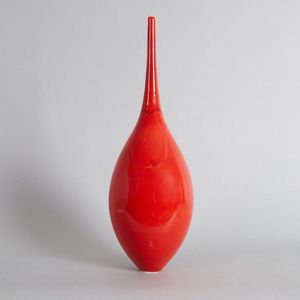 Red Ovoid Vase by Peter Collis - New Zealand Potters & Themes - Ceramics