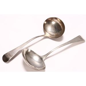 George III Sterling Silver Sauce Ladles, London 1808, Engraved Monogram ...