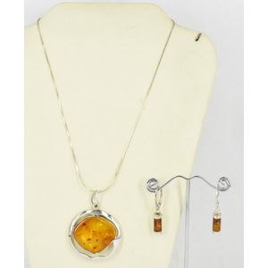 Polish Amber Necklace and Earrings Set on Sterling Silver - Necklace ...
