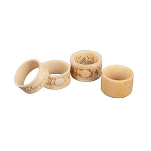 Antique Chinese Carved Ivory and Whalebone Napkin Rings Collection ...