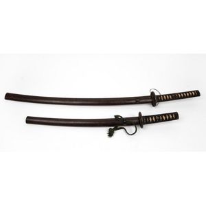 Edo Period Samurai Swords Set with Matching Tsuba and Scabbards - Edged ...