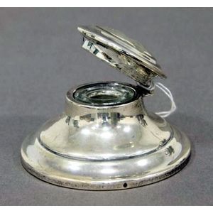 Antique Silver Inkwell with Lid and Glass Liner - Writing - Inkwells ...