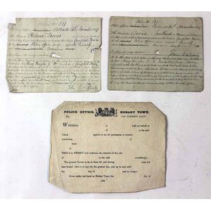 Convict ticket of leave, Tasmanian / Van Dieman's Land 19th century ...