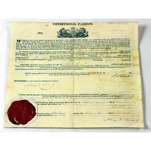 1835 Colonial Pardon by Governor Bourke - Historical Documents ...