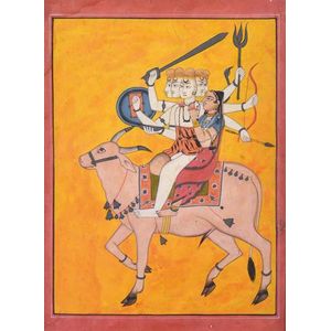 Five-Headed Shiva Riding Cow with Consort - Art - Oriental