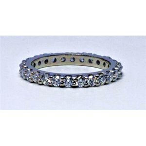 Platinum Diamond Hoop Ring with 26 Round Diamonds - Rings - Jewellery