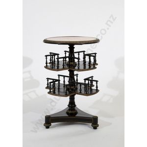 Victorian Ebonized Rotating Library Table with Marble Top - Tables ...