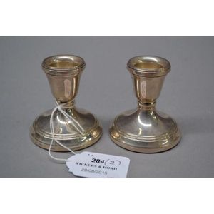 Birmingham hallmarked small sterling silver candlesticks (pair ...