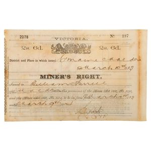 1913 Miner's Right No.197 issued to William Farrell, Castlemaine-Maldon ...