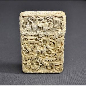 Intricate Chinese Ivory Card Case with Traditional Carvings - Ivory ...