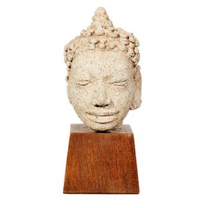 Thai Stucco Buddha Head with Full Lower Lip - Zother - Oriental