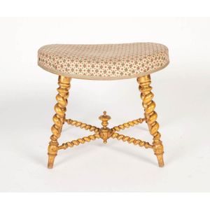 Giltwood Barley Twist Stool, French 1860 - Seating - Stools - Furniture