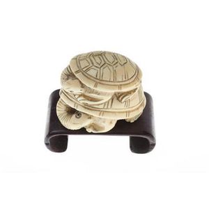 Twin Turtles: A Carved Ivory Sculpture - Ivory - Oriental