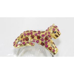 Silver Tiger Ring with Ruby and Sapphire - Size R/8 - Rings - Jewellery