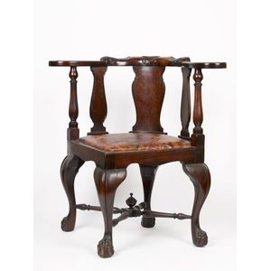 George II Mahogany Corner Armchair with Leather Seat - Seating ...