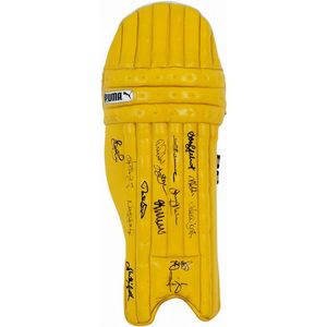 Adam Gilchrist's Signed Yellow Puma Cricket Pad with Record Win ...