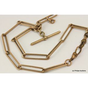 9ct Gold Paper Link Fob Chain with T-Bar - Necklace/Chain - Jewellery