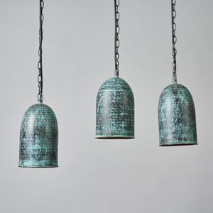 Oxidised Copper Bell Pendant Trio - Ceiling and Pendant Lights - Lighting