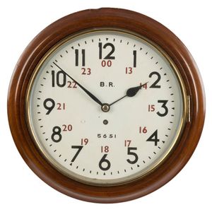 19th Century British Rail Antique Station Clock in Mahogany Case ...