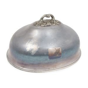 Antique English Silver Plated Meat Cover with Crest - Zother - Silver Plate