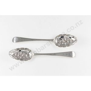 Georgian Berry Spoons with Engraving and Embossed Bowls - Flatware ...