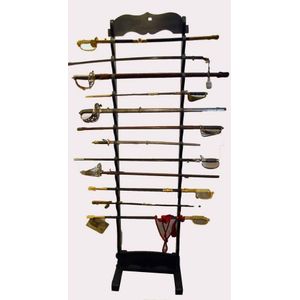 12-Sword Wooden Display Rack - 185cm Height - Edged Weapons - Militaria ...