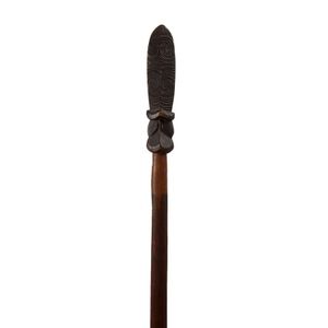 New Zealand Maori artefacts taiaha (fighting stick), kakauroa (staff ...