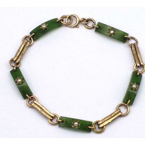 Greenstone and Gold Bracelet with Seed Setting - Bracelets/Bangles ...