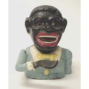 Vintage Black Man Cast Metal Money Box with Blue Jacket - Money Boxes ...