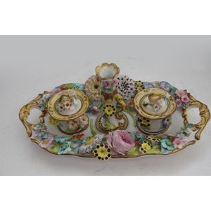 Minton Flower Encrusted Ink Stand, Circa 1840 - Minton - Ceramics