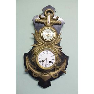 Victorian Combination Wall Clock with Barometer and Thermometer ...