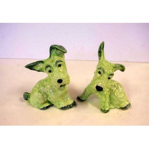 Green Melba Ware Dog Figurines, 13.5cm High - Zother - 19th Century ...