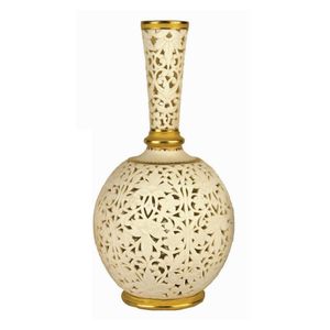 Grainger's Worcester Reticulated Bottle Vase with Gilding - Royal ...