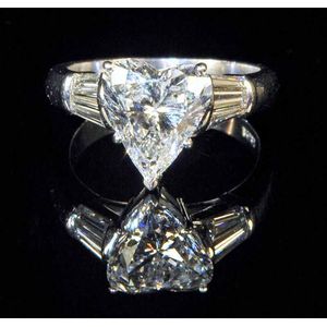 2.10ct Heart Shaped Diamond Solitaire Ring with Baguette Shoulders ...