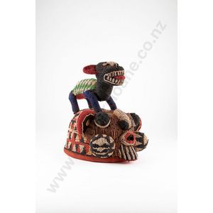Yoruba Beaded Crown with Mythical Animal Surmount - African - Tribal