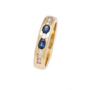 18ct Gold Sapphire & Diamond Channel Set Ring - Rings - Jewellery