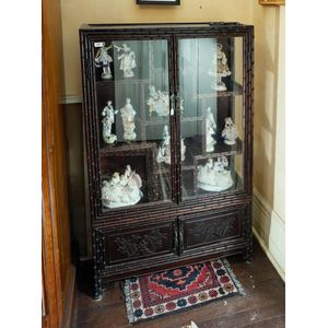 Chinese Rosewood Display Cabinet with Bamboo Carvings - Furniture ...