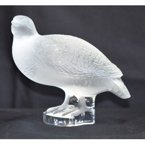 Lalique Crystal Bird Figure, Signed - French - Glass