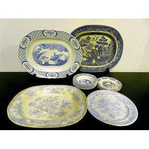 English Blue & White Pottery Platters & Charger Set - Sporting - Soccer ...