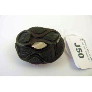 Mother of Pearl Inlaid Whitby Jet Brooch - Brooches - Jewellery